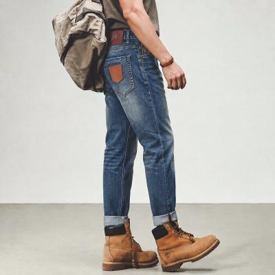 China Vintage Washed Washed Mid Waist Straight Pant Mid Waist Regular Fit Urban Fashion wholesale skinny jeans mens Slight Stretch Vintage Washed Custom (P450) for sale