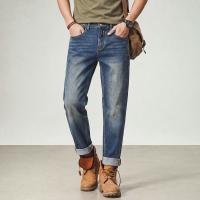 China Vintage Washed Washed Mid Waist Straight Pant Mid Waist Regular Fit Urban Fashion wholesale skinny jeans mens Slight Stretch Vintage Washed Custom (P450) for sale