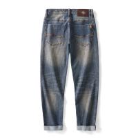 China Regular Mid Waist Youth Trend Regular Fit mens pants wholesale Slight Stretch Vintage Washed Custom (P438) for sale