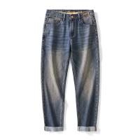 China Regular Mid Waist Youth Trend Regular Fit mens pants wholesale Slight Stretch Vintage Washed Custom (P438) for sale
