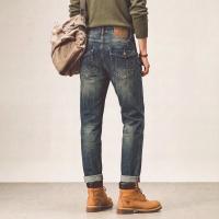 China Straight Mid Waist Youth Trend Regular Fit mens pants wholesale Slight Stretch Vintage Washed Custom (P436) for sale