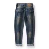 China Straight Mid Waist Youth Trend Regular Fit mens pants wholesale Slight Stretch Vintage Washed Custom (P436) for sale