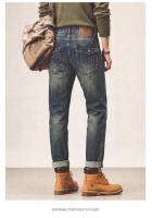 China Straight Mid Waist Youth Trend Regular Fit mens pants wholesale Slight Stretch Vintage Washed Custom (P436) for sale