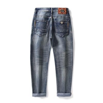 China Blue Mid Waist Youth Trend wholesale skinny jeans mens Regular Fit Slight Stretch Custom (P366) for sale