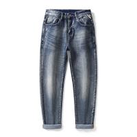 China Blue Mid Waist Youth Trend wholesale skinny jeans mens Regular Fit Slight Stretch Custom (P366) for sale