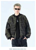 China Army Green Round Neck Ribbed Hem varsity jacket wholesale distributor Cotton 100% Long Sleeve Custom (YY-632) for sale