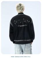 China Black Ribbed Hem Long Sleeve varsity jacket wholesale distributor Casual Style Office/Commute Custom (YY-25930) for sale