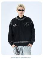 China Black Ribbed Hem Long Sleeve varsity jacket wholesale distributor Casual Style Office/Commute Custom (YY-25930) for sale