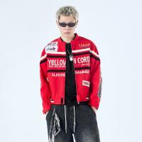 China Red Black Round Neck Fabric Hem varsity jacket wholesale distributor Minimalist Cotton 100% Custom (YY-25821) for sale