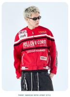 China Red Black Round Neck Fabric Hem varsity jacket wholesale distributor Minimalist Cotton 100% Custom (YY-25821) for sale