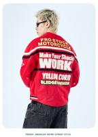 China Red Black Round Neck Fabric Hem varsity jacket wholesale distributor Minimalist Cotton 100% Custom (YY-25821) for sale