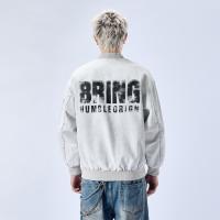 China Grey Printed Ribbed Hem youth varsity jacket wholesale Minimalist Long Sleeve Custom (YY-8808) for sale