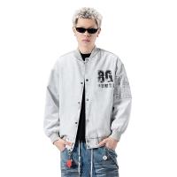 China Grey Printed Ribbed Hem youth varsity jacket wholesale Minimalist Long Sleeve Custom (YY-8808) for sale