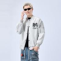 China Grey Printed Ribbed Hem youth varsity jacket wholesale Minimalist Long Sleeve Custom (YY-8808) for sale