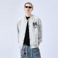 China Grey Printed Ribbed Hem youth varsity jacket wholesale Minimalist Long Sleeve Custom (YY-8808) for sale