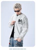 China Grey Printed Ribbed Hem youth varsity jacket wholesale Minimalist Long Sleeve Custom (YY-8808) for sale