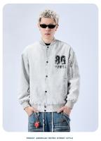 China Grey Printed Ribbed Hem youth varsity jacket wholesale Minimalist Long Sleeve Custom (YY-8808) for sale