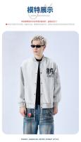 China Grey Printed Ribbed Hem youth varsity jacket wholesale Minimalist Long Sleeve Custom (YY-8808) for sale