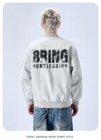 China Grey Printed Ribbed Hem youth varsity jacket wholesale Minimalist Long Sleeve Custom (YY-8808) for sale