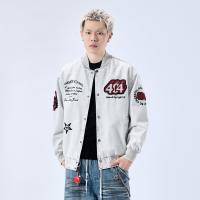 China Grey Ribbed Hem Minimalist french workwear jacket wholesale Embroidered Long Sleeve Custom (YY-8809) for sale