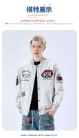 China Grey Ribbed Hem Minimalist french workwear jacket wholesale Embroidered Long Sleeve Custom (YY-8809) for sale