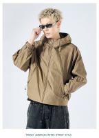 China Green Hooded Fabric Hem french workwear jacket wholesale Long Sleeve Casual Style Custom (YY-J13-2608) for sale
