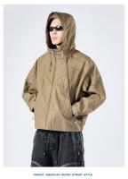 China Green Hooded Fabric Hem french workwear jacket wholesale Long Sleeve Casual Style Custom (YY-J13-2608) for sale