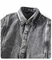 China Black Light Grey Fabric Hem Cotton 100% Long Sleeve french workwear jacket wholesale Lapel Collar Casual Style Custom (YY-J11-2559) for sale