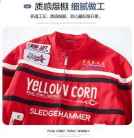 China Red Black Red Black Round Neck Fabric Hem varsity jacket wholesale distributor Minimalist Cotton 100% Custom (YY-25821) for sale