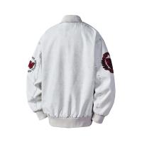 China Embroidered Grey Ribbed Hem Minimalist french workwear jacket wholesale Embroidered Long Sleeve Custom (YY-8809) for sale