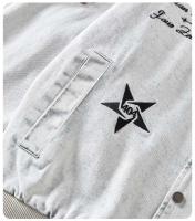 China Embroidered Grey Ribbed Hem Minimalist french workwear jacket wholesale Embroidered Long Sleeve Custom (YY-8809) for sale