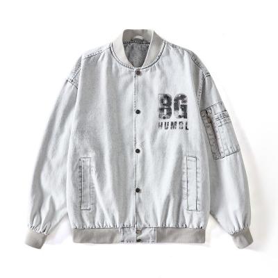 China Printed Grey Printed Ribbed Hem youth varsity jacket wholesale Minimalist Long Sleeve Custom (YY-8808) for sale