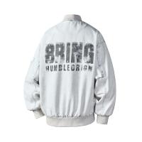 China Printed Grey Printed Ribbed Hem youth varsity jacket wholesale Minimalist Long Sleeve Custom (YY-8808) for sale