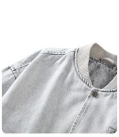 China Printed Grey Printed Ribbed Hem youth varsity jacket wholesale Minimalist Long Sleeve Custom (YY-8808) for sale