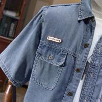 China Vintage Washed Solid Color Summer 2026 Non Stretch mens wholesale dress shirts Lapel Collar Short Sleeve Custom (CS027) for sale