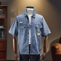 China Vintage Washed Solid Color Summer 2026 Non Stretch mens wholesale dress shirts Lapel Collar Short Sleeve Custom (CS027) for sale