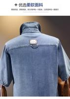 China Vintage Washed Solid Color Summer 2026 Non Stretch mens wholesale dress shirts Lapel Collar Short Sleeve Custom (CS027) for sale
