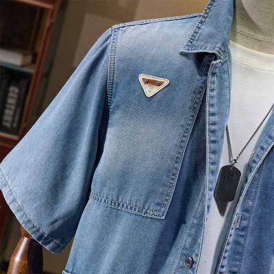 China Solid Color Summer 2026 Lapel Collar french workwear jacket wholesale Short Sleeve Urban Fashion Custom (CS026) for sale