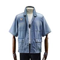 China Solid Color Summer 2026 Lapel Collar french workwear jacket wholesale Short Sleeve Urban Fashion Custom (CS026) for sale