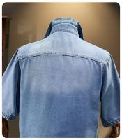 China Solid Color Summer 2026 Lapel Collar french workwear jacket wholesale Short Sleeve Urban Fashion Custom (CS026) for sale