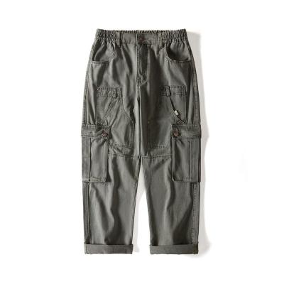 China Daily Washed Casual wide leg track pants Army Green Cotton 100% Custom (KU2515) for sale