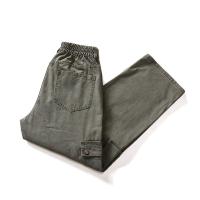 China Daily Washed Casual wide leg track pants Army Green Cotton 100% Custom (KU2515) for sale