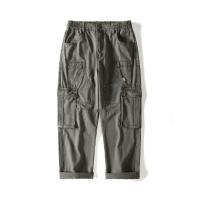 China Daily Washed Casual wide leg track pants Army Green Cotton 100% Custom (KU2515) for sale