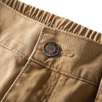 China Khaki Washed Casual wide leg track pants Cotton 100% Non Stretch Custom (KU2513) for sale
