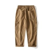 China Khaki Washed Casual wide leg track pants Cotton 100% Non Stretch Custom (KU2513) for sale