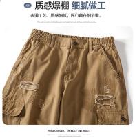 China Khaki Washed Casual wide leg track pants Cotton 100% Non Stretch Custom (KU2513) for sale
