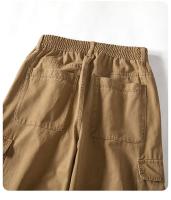 China Khaki Washed Casual wide leg track pants Cotton 100% Non Stretch Custom (KU2513) for sale