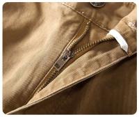 China Khaki Washed Casual wide leg track pants Cotton 100% Non Stretch Custom (KU2513) for sale