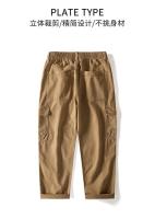 China Khaki Washed Casual wide leg track pants Cotton 100% Non Stretch Custom (KU2513) for sale