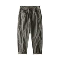 China Washed Casual Army Green wide leg track pants Cotton 100% Non Stretch Custom (KU2511) for sale